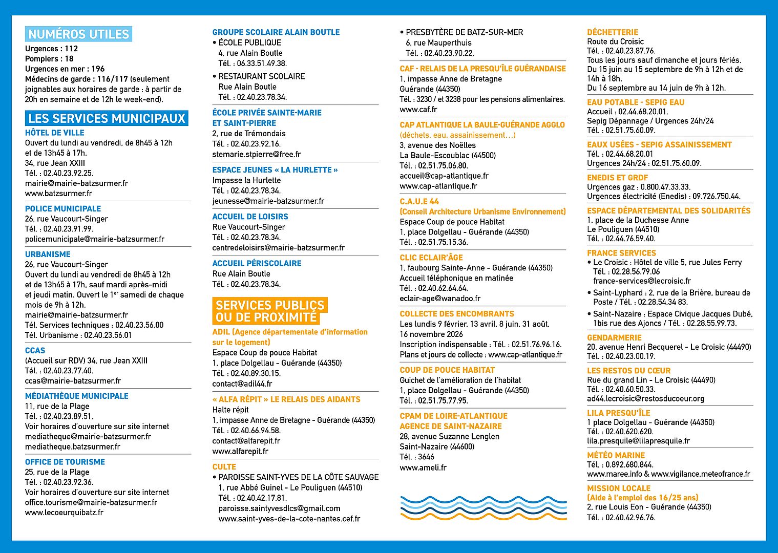 Numéros utiles - Batz-sur-Mer - Site officiel de la commune