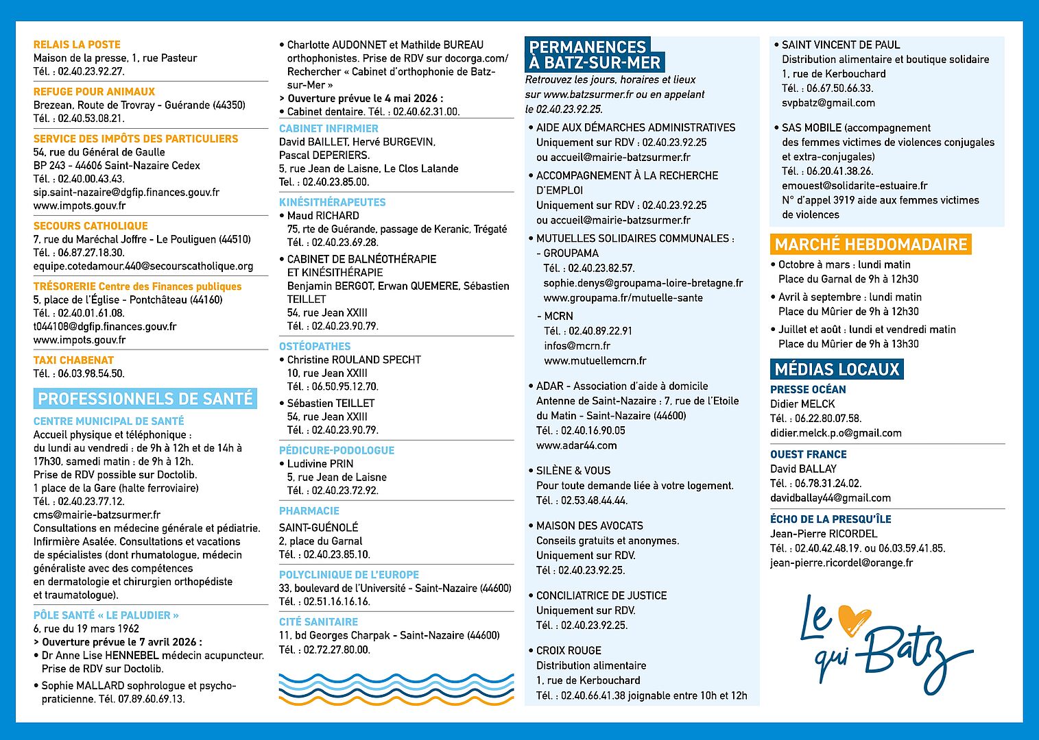 Numéros utiles - Batz-sur-Mer - Site officiel de la commune